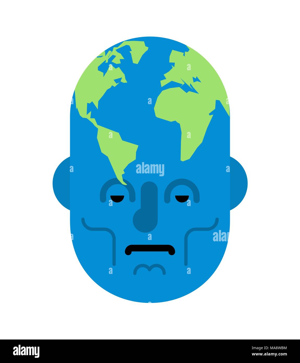 Head planet Earth. World map on head. Vector illustration Stock Vector ...