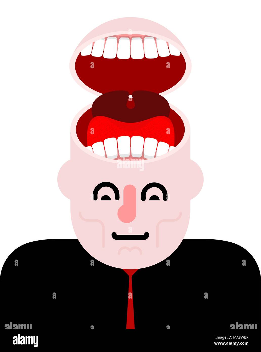 Open head with teeth. Tongue and open mouth. Insatiable Stock Vector ...