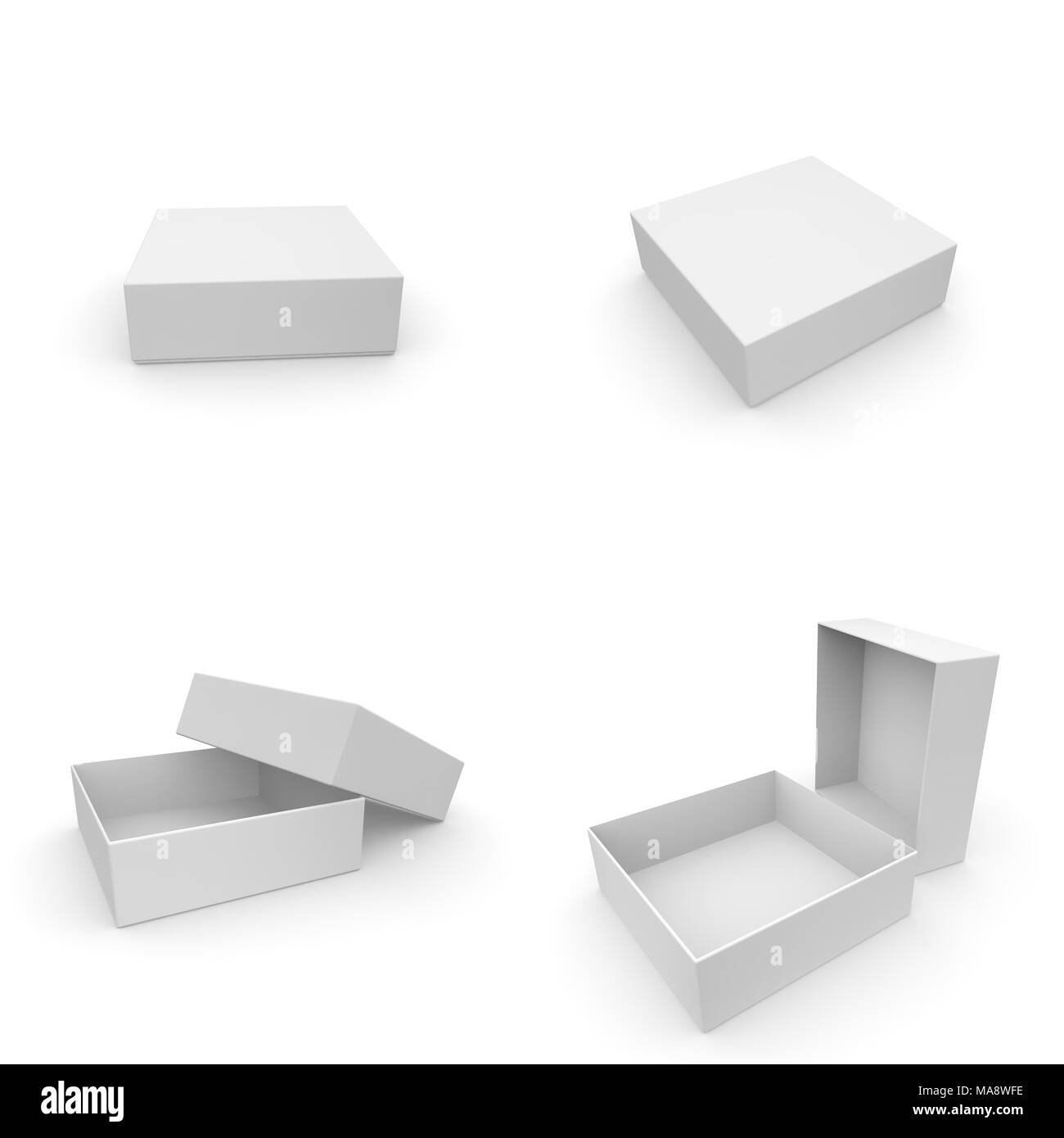 Set of boxes for products and goods on a white isolated background. 3D ...