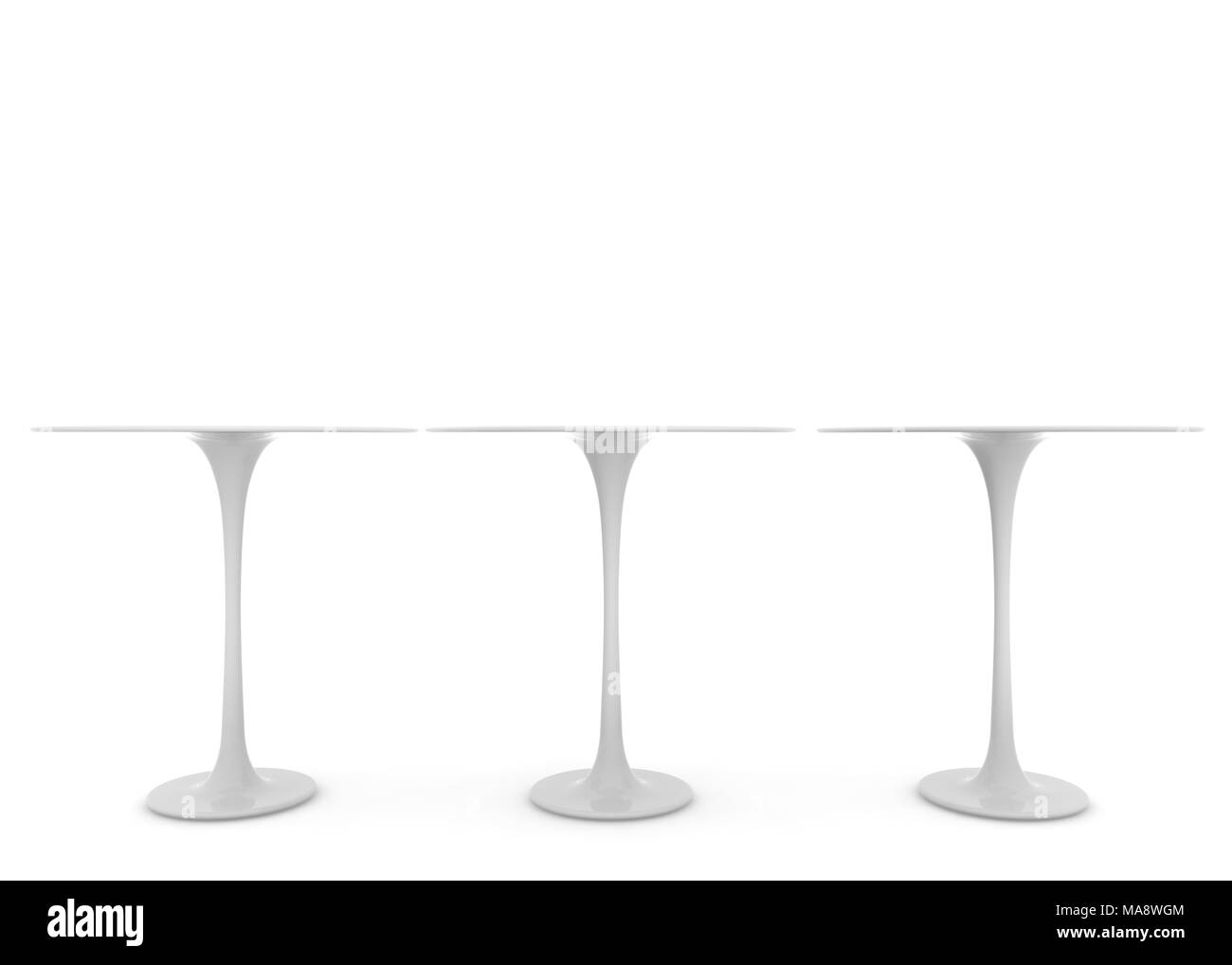 Three tables on a long leg. There is free space for your design. White ...