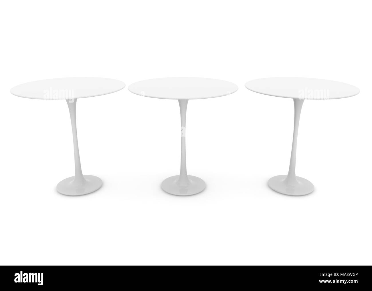 Three tables on a long leg. There is free space for your design. White ...