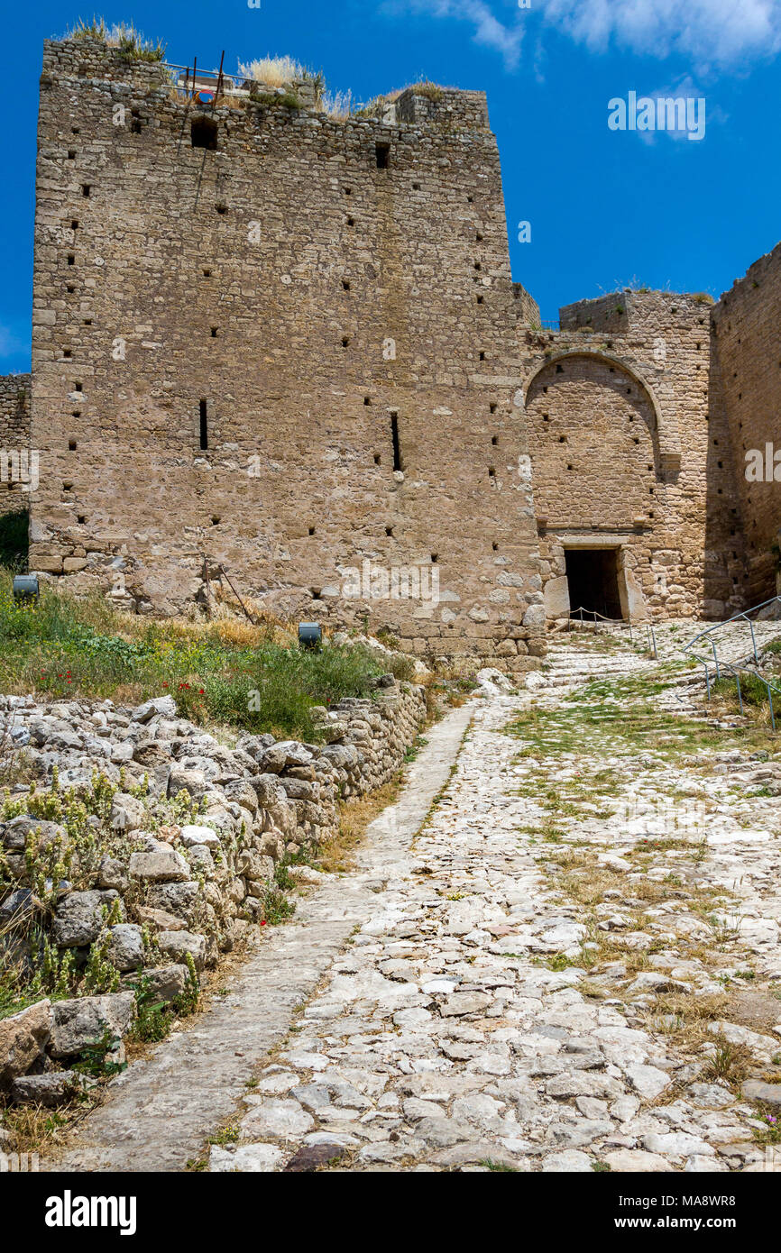 Acrocorinthos castle in Corinth, Peloponnese, Greece Stock Photo - Alamy