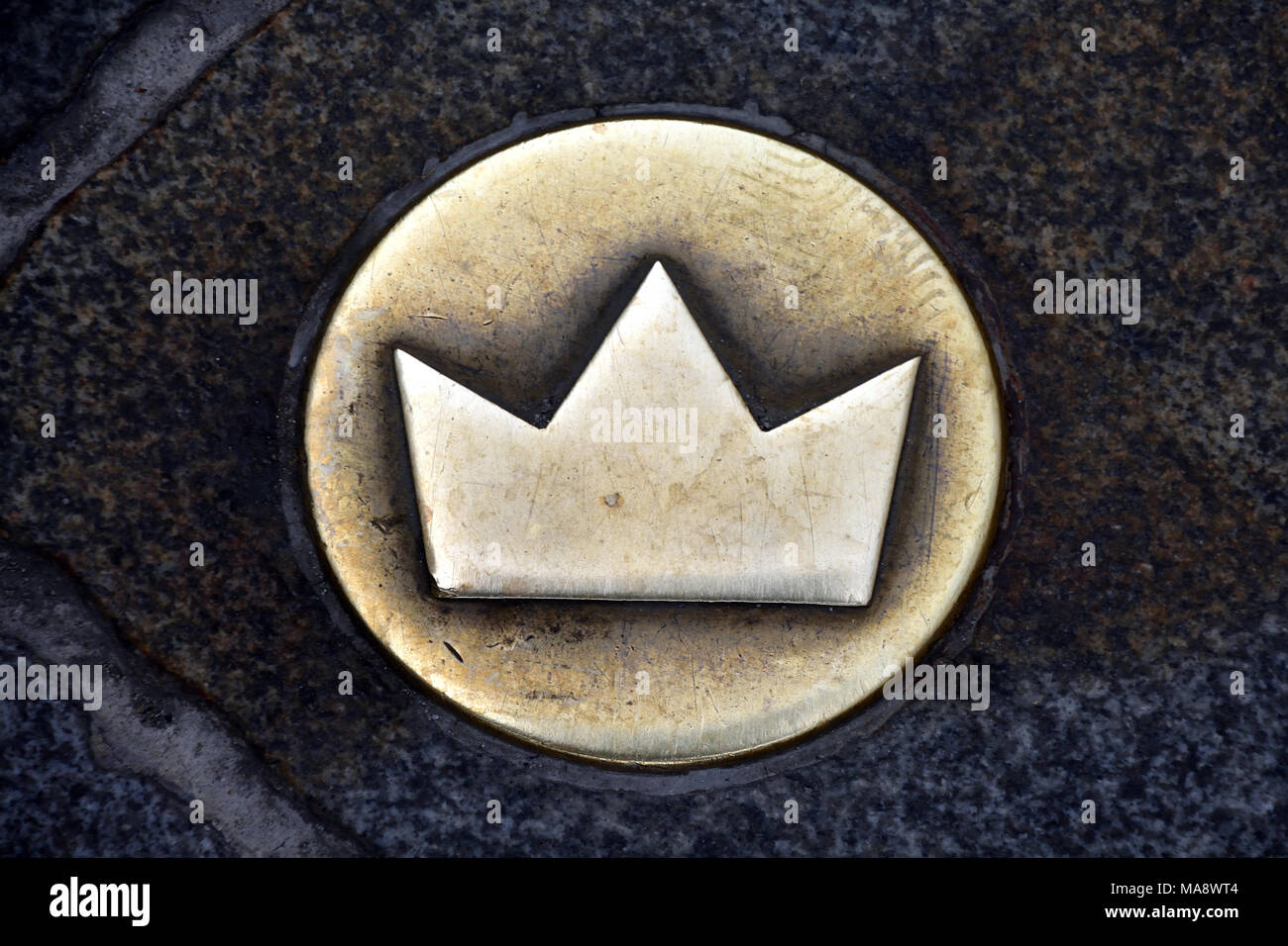 Bratislava, Slovakia - June 16, 2017: Crown on the street marks the ...