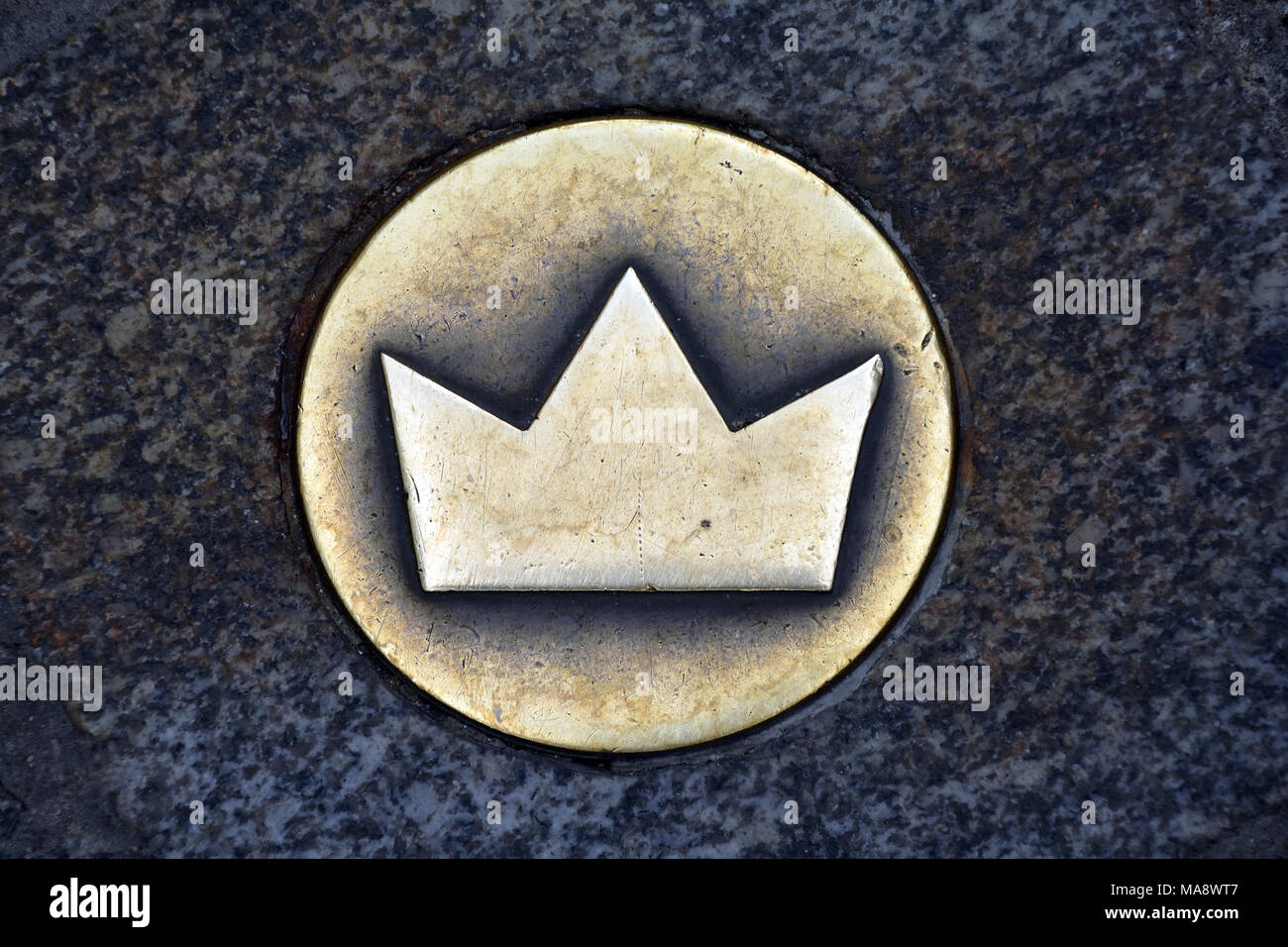 Bratislava, Slovakia - June 16, 2017: Crown on the street marks the ...
