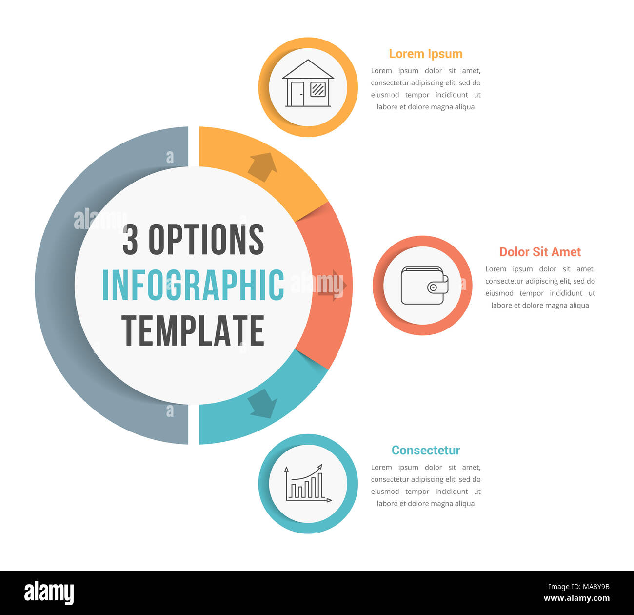 Infographic 3 part circle hi-res stock photography and images - Alamy