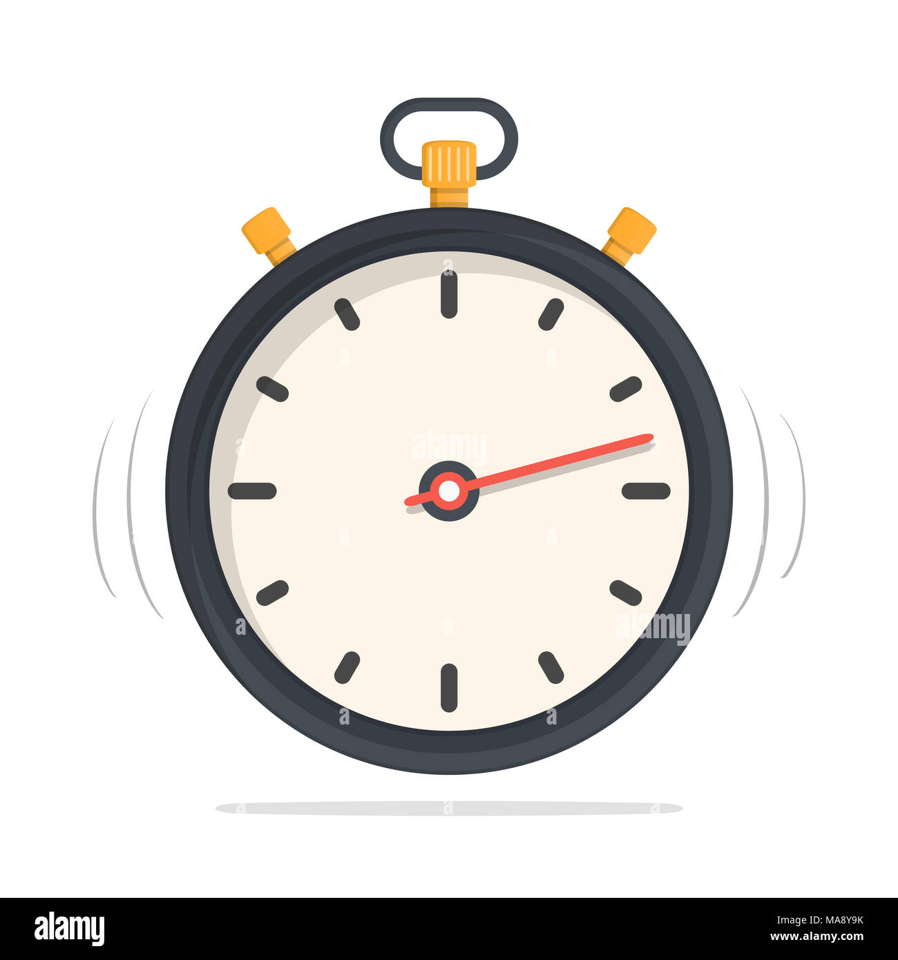 Stopwatch with yellow buttons, flat design, vector eps10 illustration ...