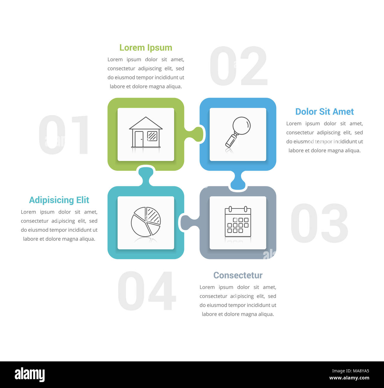 Infographic template with four options, design with puzzle pieces, can ...