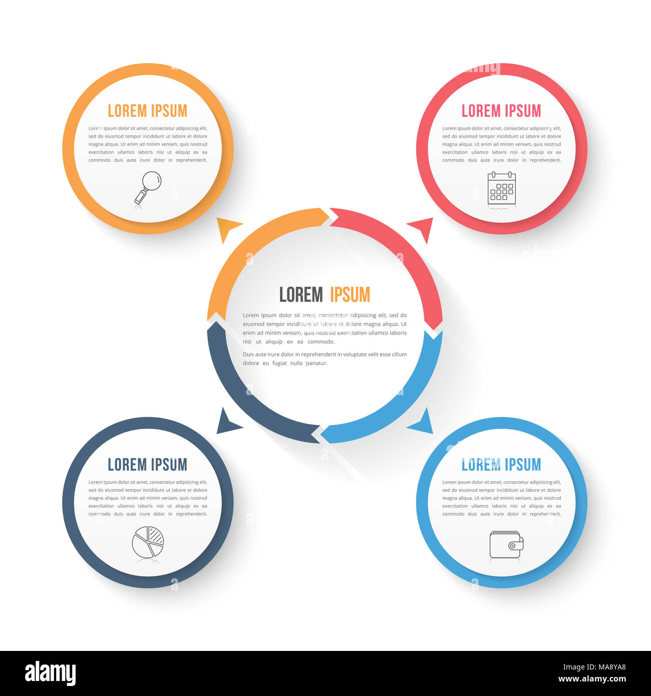 Circle infographic template with four elements, steps or options ...