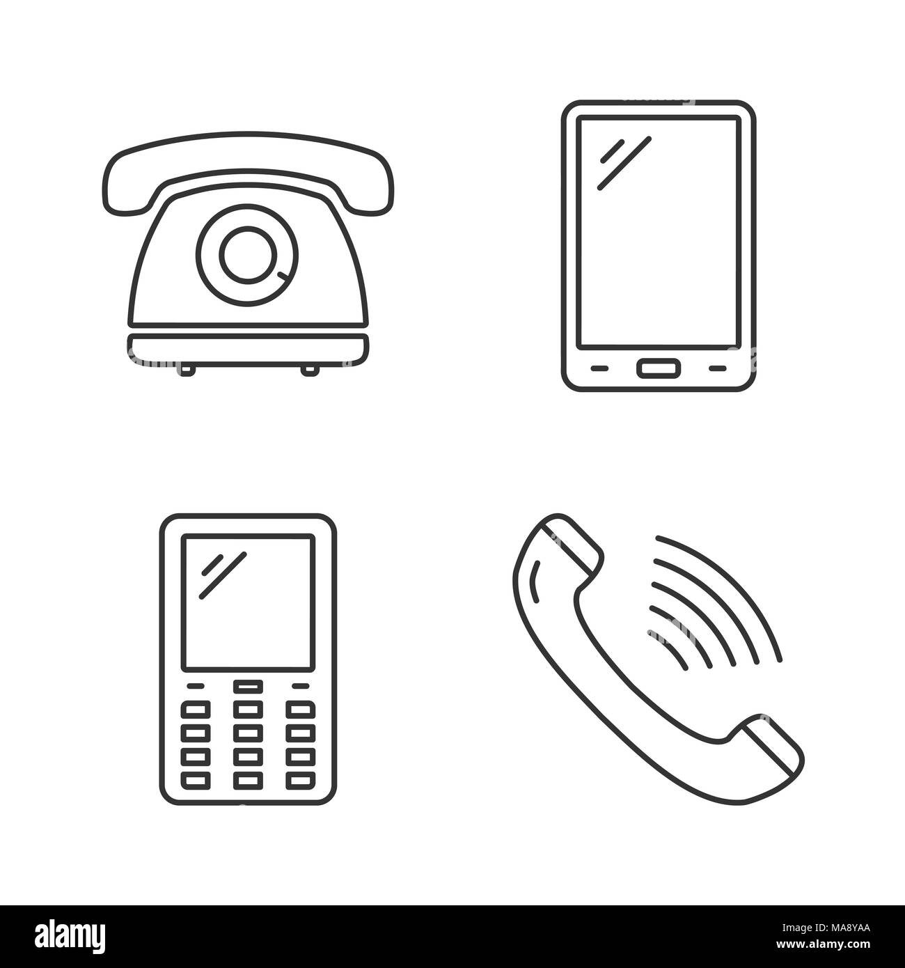 4 different phone line icons, vector eps10 illustration Stock Photo - Alamy