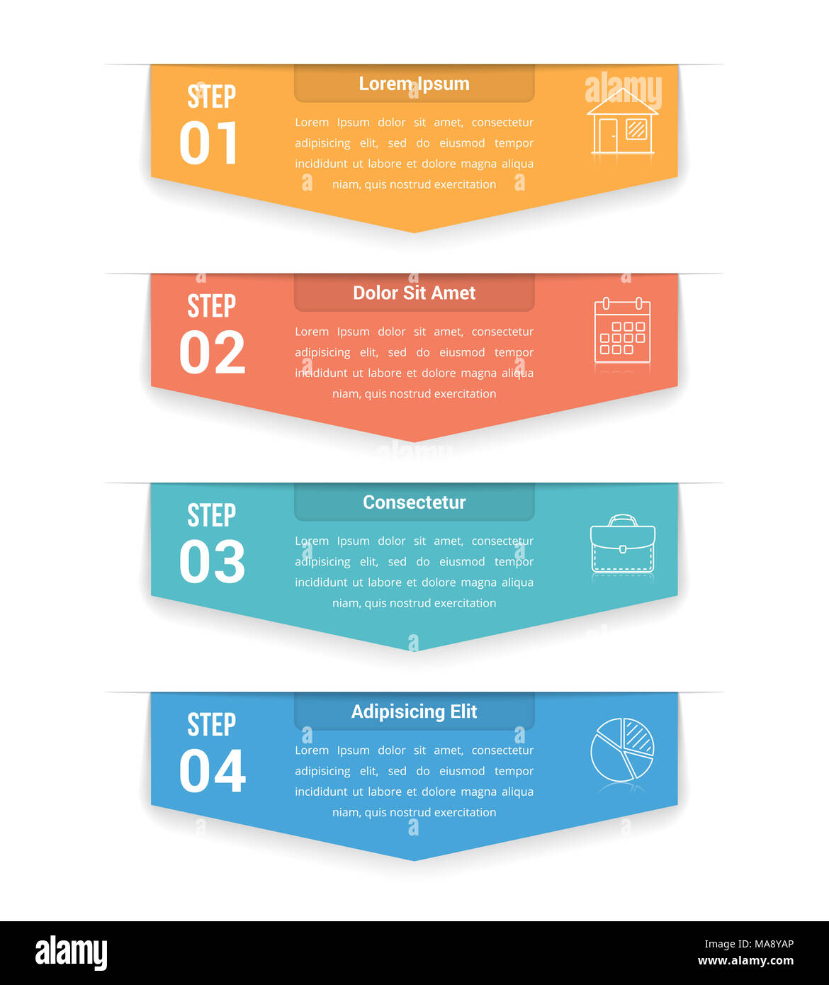 Infographic template with arrows with four steps or options, workflow ...