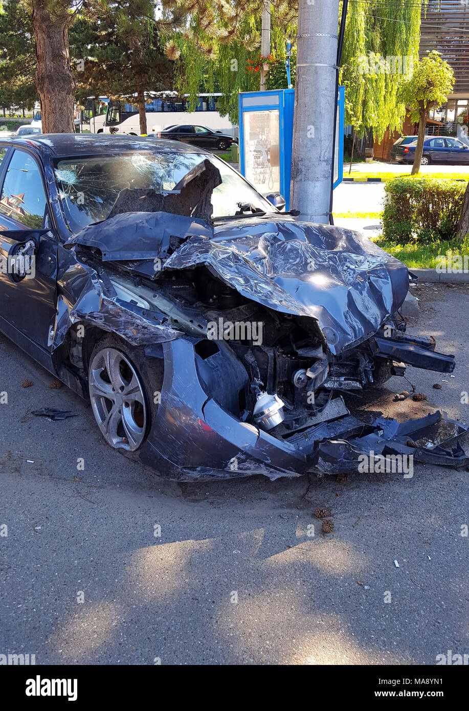 Front car accident Stock Photo - Alamy