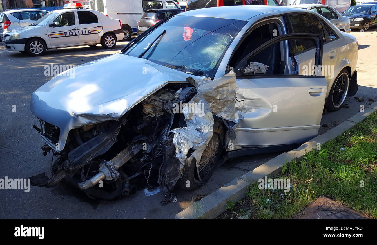 Front car accident Stock Photo - Alamy