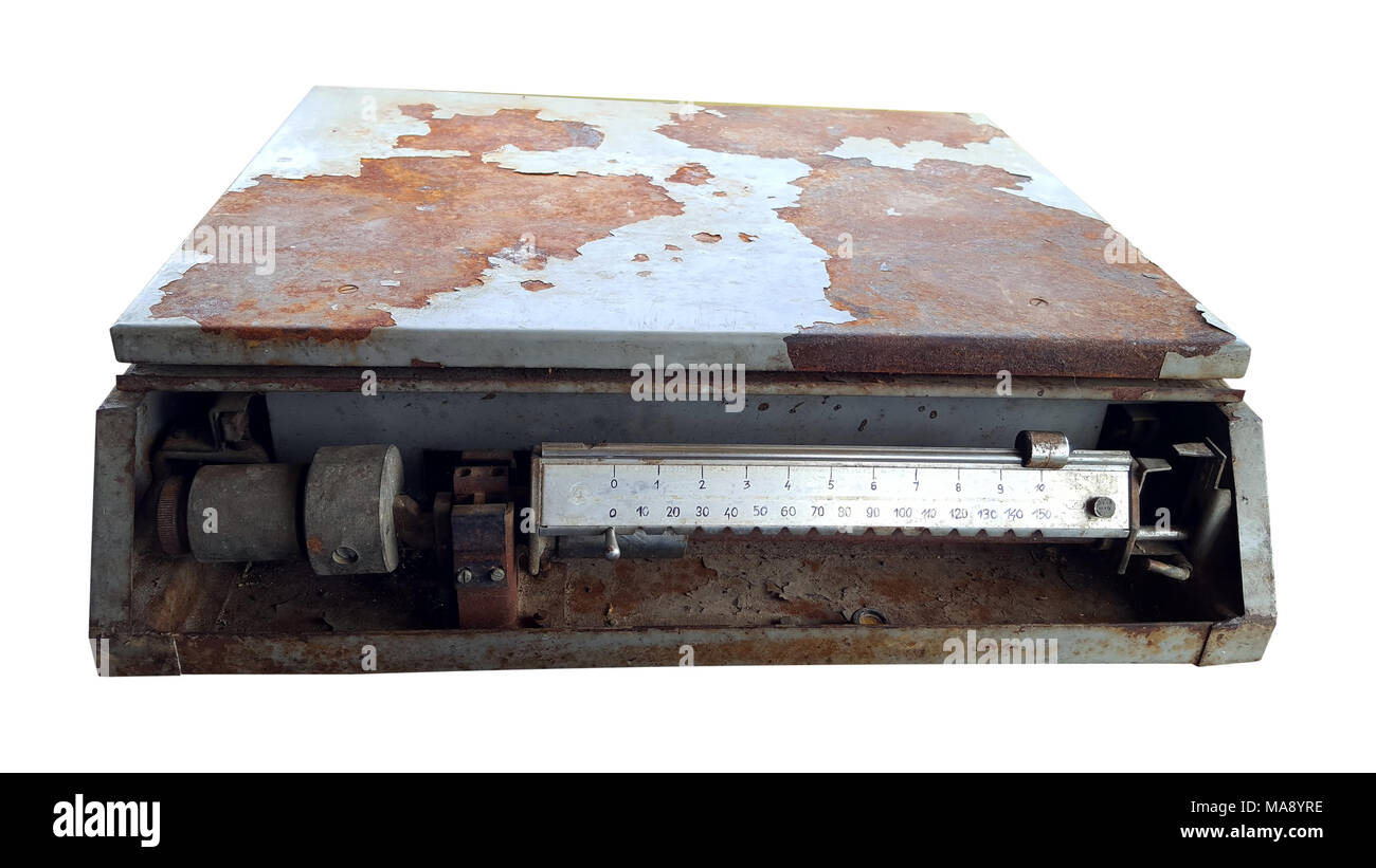 Old weights isolated on white Stock Photo - Alamy