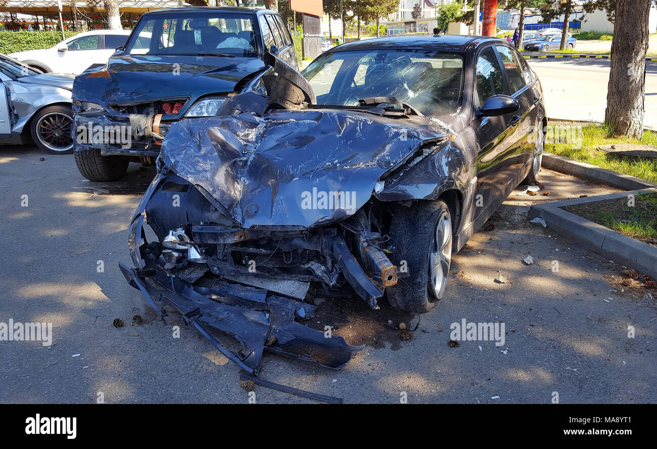 Front car accident Stock Photo - Alamy