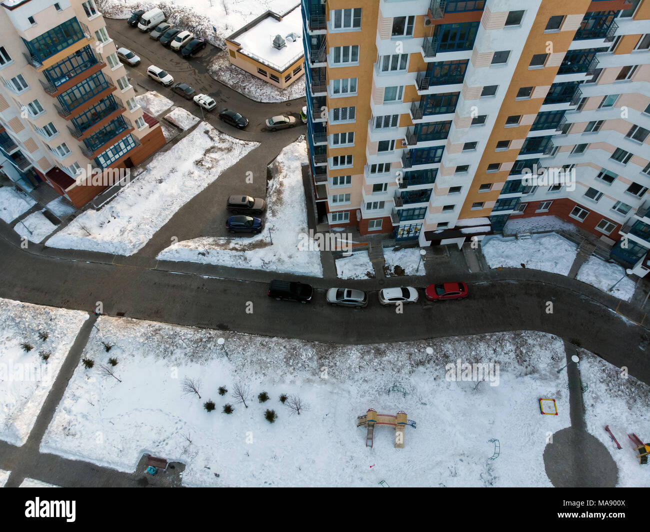 View from the top of the courtyard of a residential building in Moscow ...