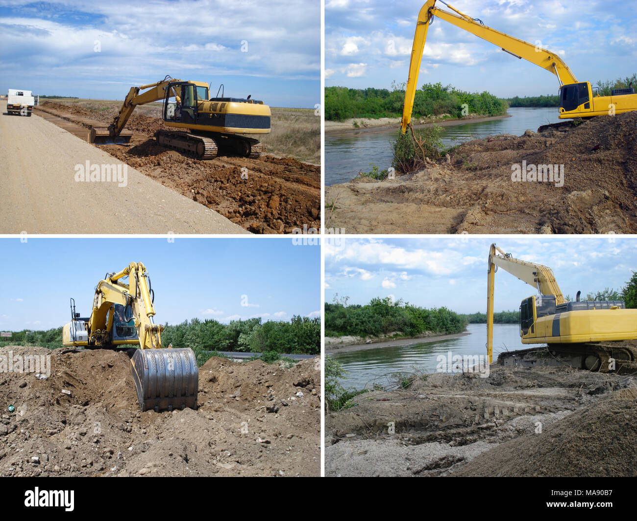 Excavator on construction site Stock Photo - Alamy