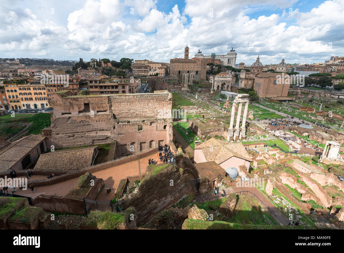 ROME, ITALY, MARCH 07, 2018: Wide angle picture of the old buildings of ...