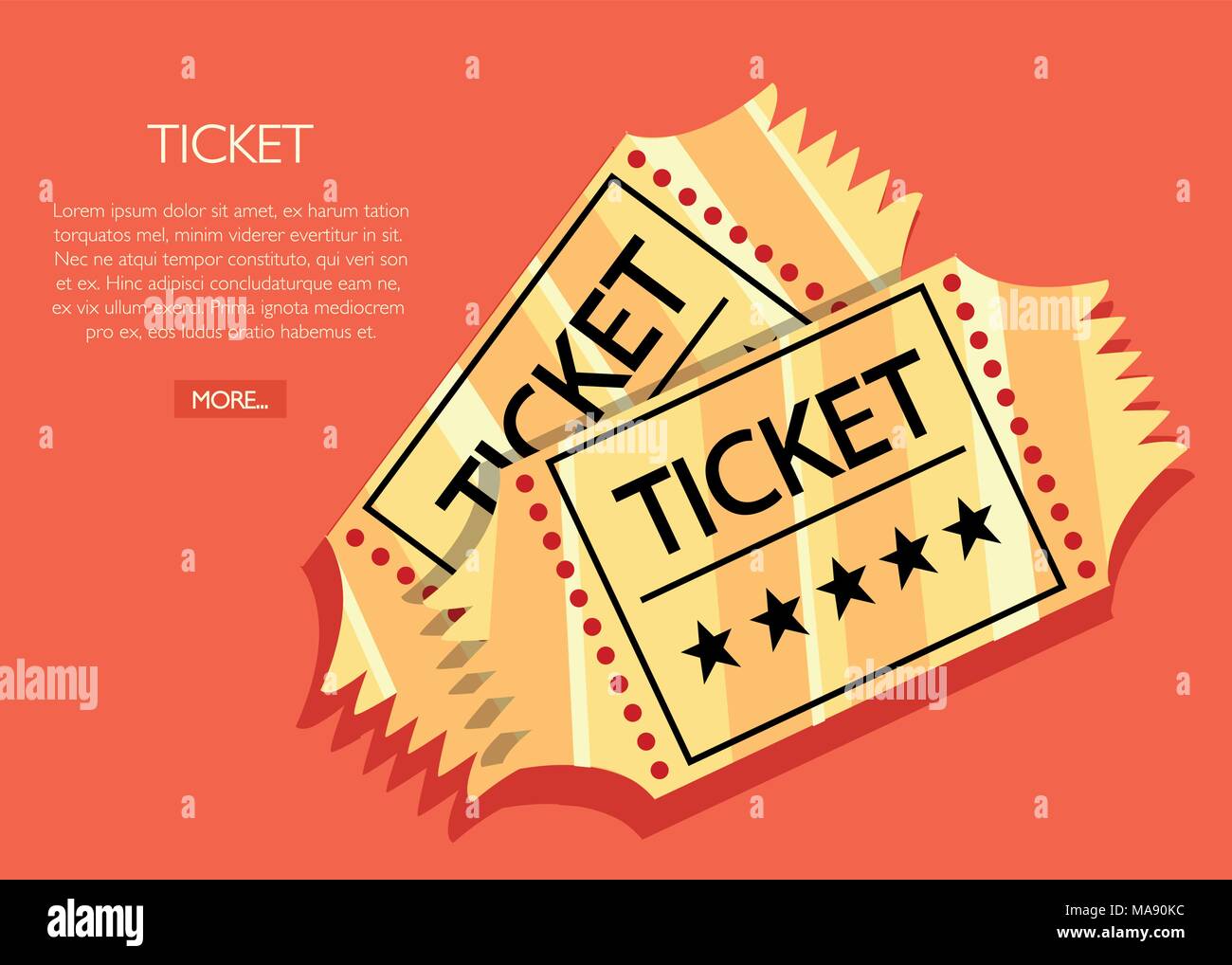 Two golden retro cinema tickets. Cinema concept. Cartoon cinema ...