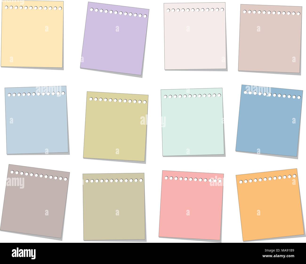 old colorful note paper vector set for illustration memo and message ...