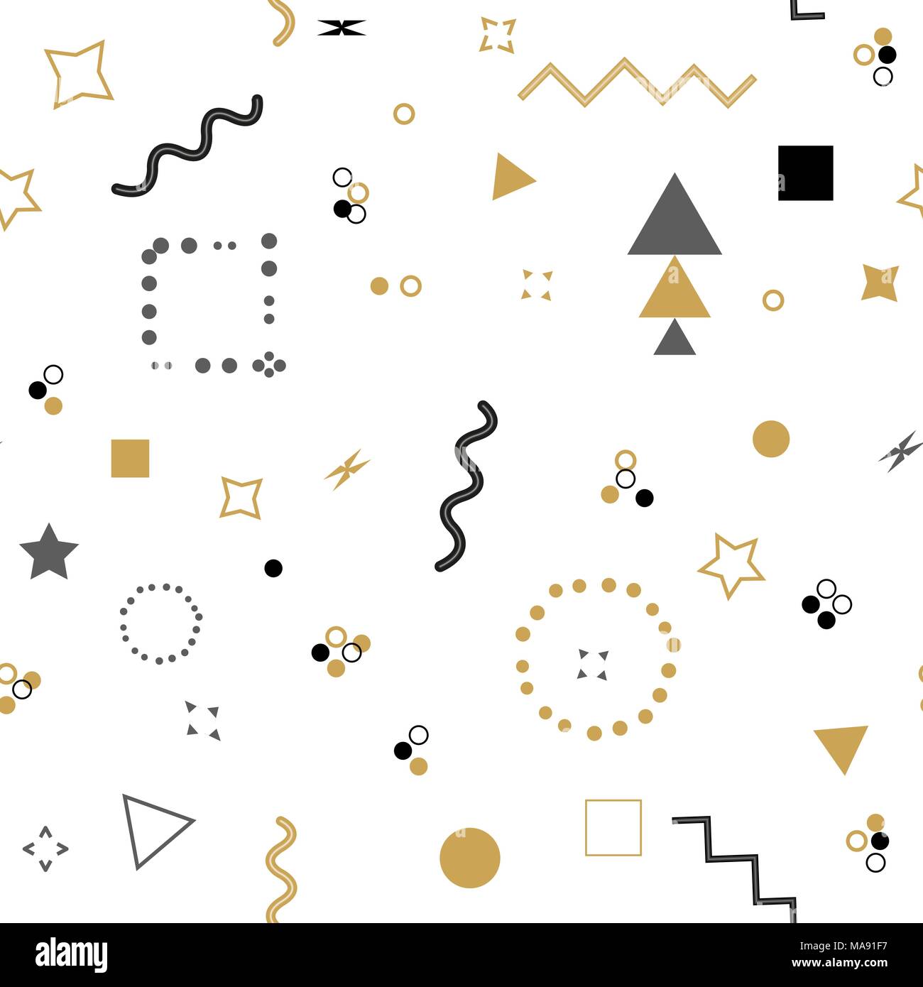 Trendy geometric elements memphis card. Seamless memphis pattern for ...