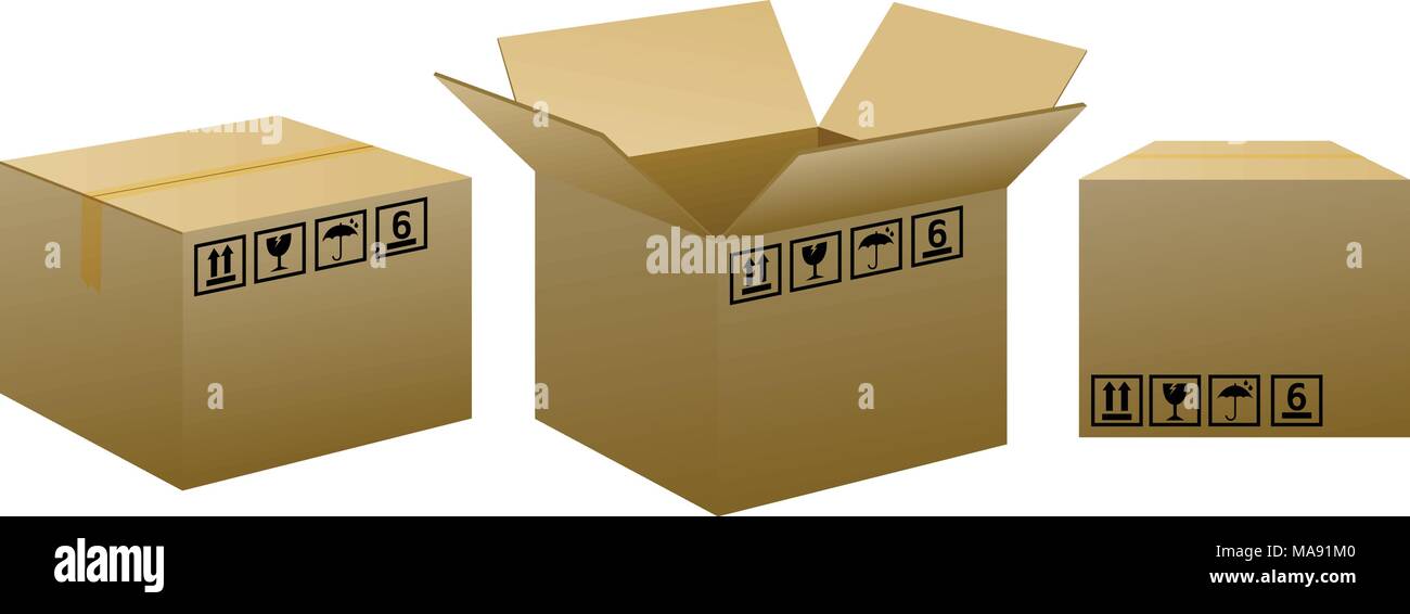 brown packaging boxes with warning signs Stock Vector Image & Art - Alamy