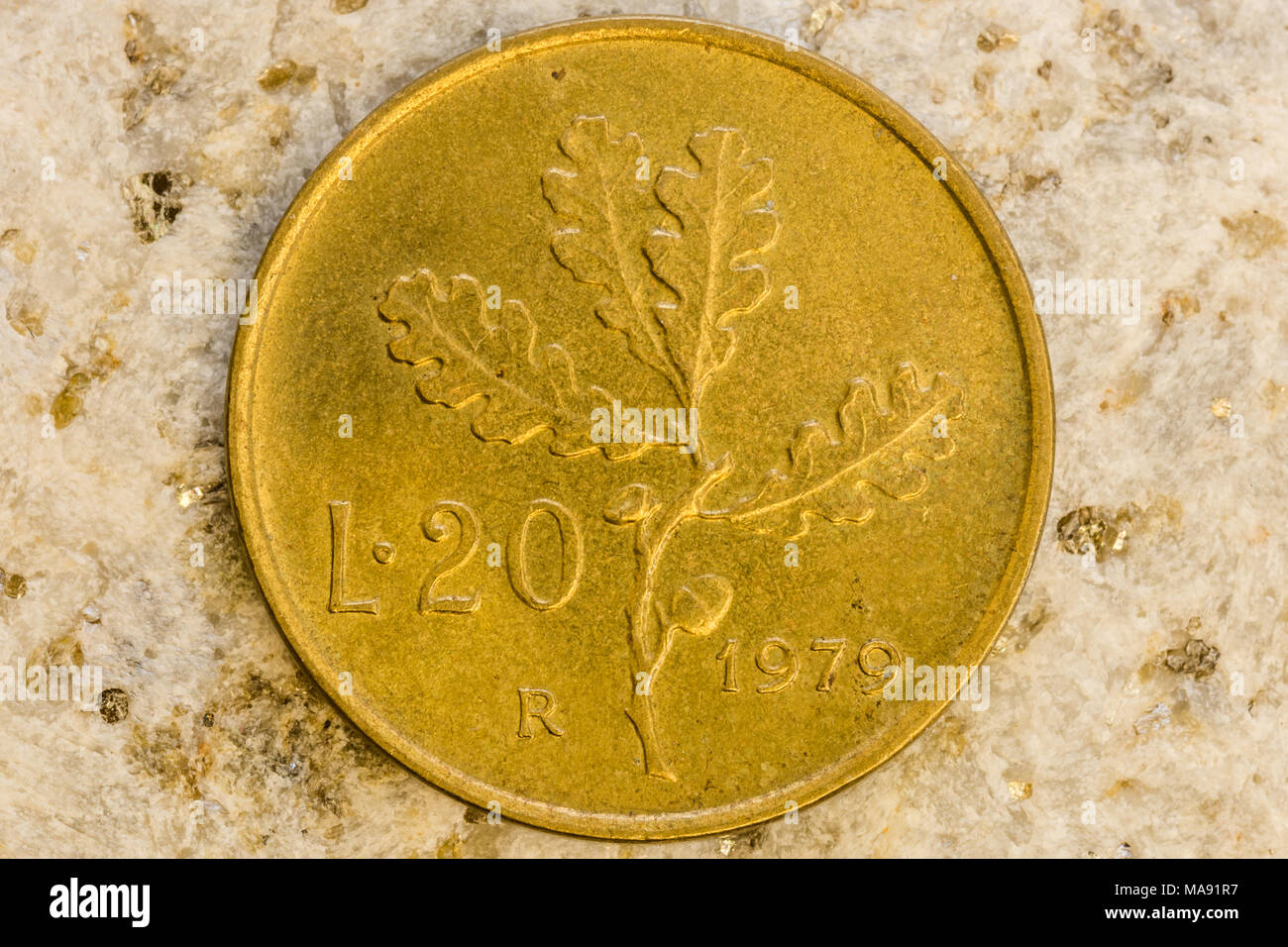 Close up view of aged vintage coin showing fine detail on coin ...