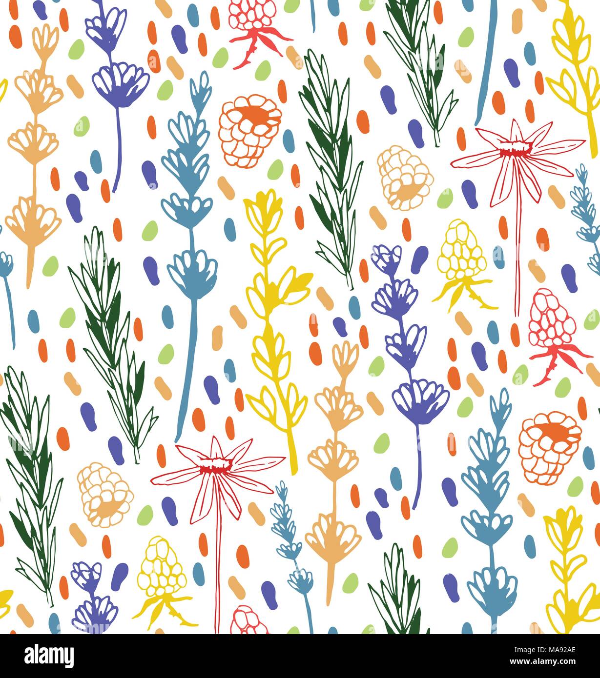 Herbs and medicinal plants seamless pattern Stock Vector Image & Art ...