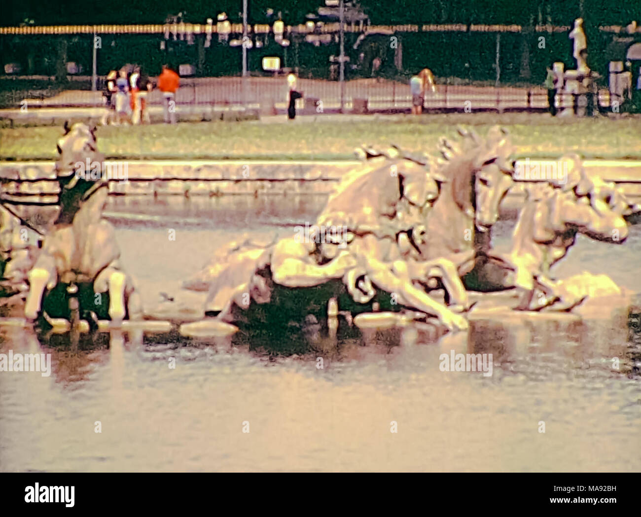 Statues of the Quadriga in the Apollo fountain at Palace of Versailles ...