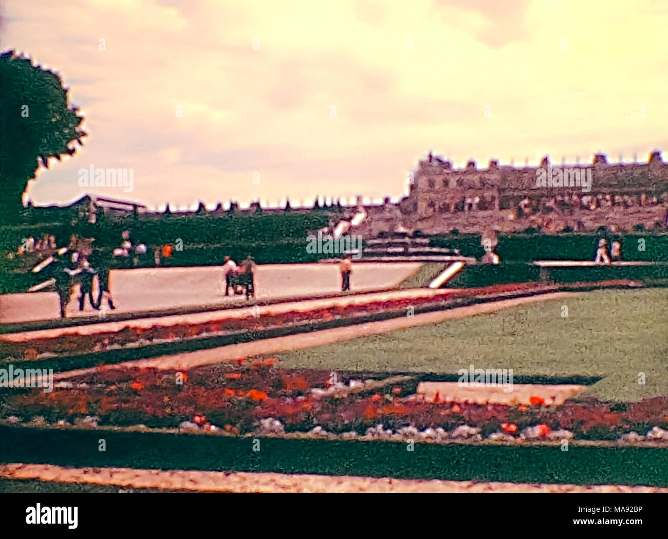 Parisian palace of Versailles in the Versailles garden from Paris in ...