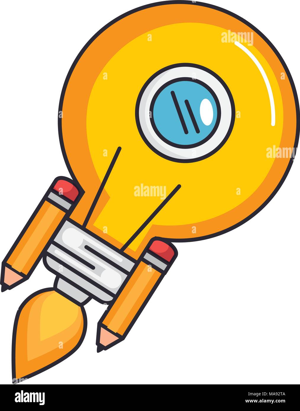 bulb light idea with rocket launcher vector illustration design Stock ...