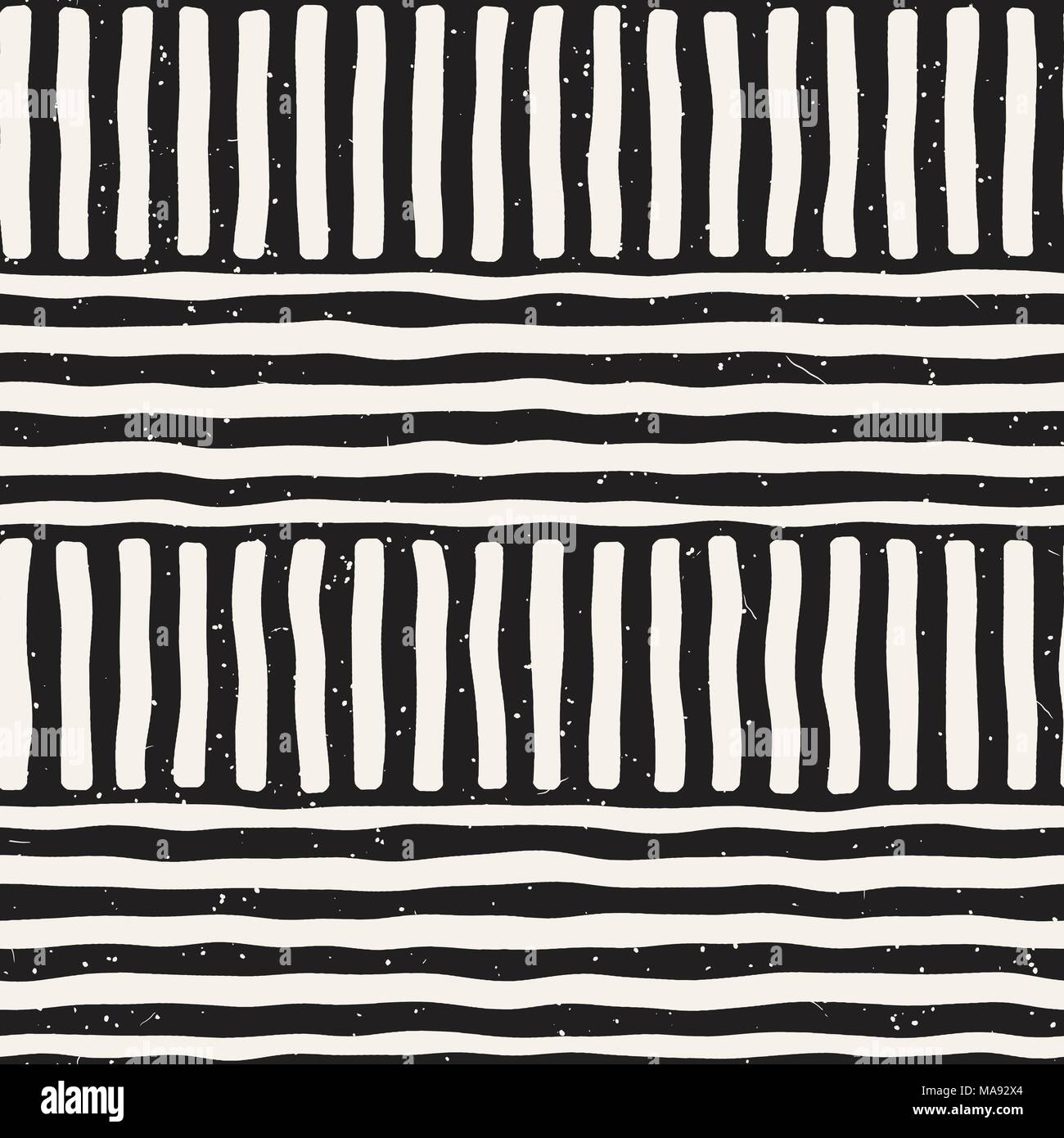 Hand drawn seamless repeating pattern with lines tiling. Grungy ...