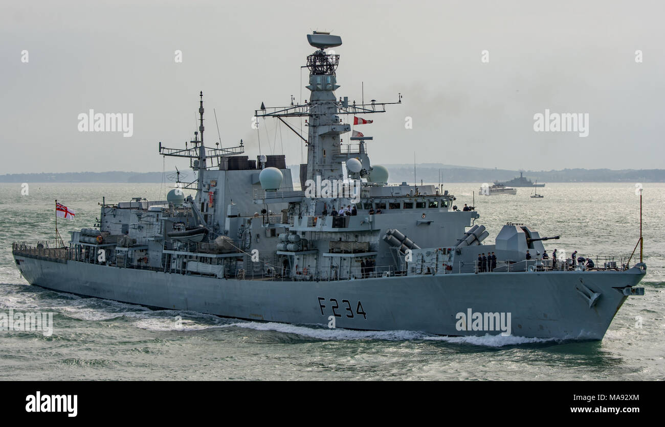 The British Royal Navy Type 23 Frigate, HMS Iron Duke, arriving at ...