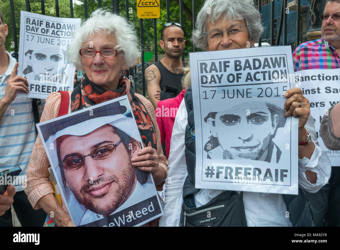 Protesters with banner and posters at letter hand-in to Downing St on ...