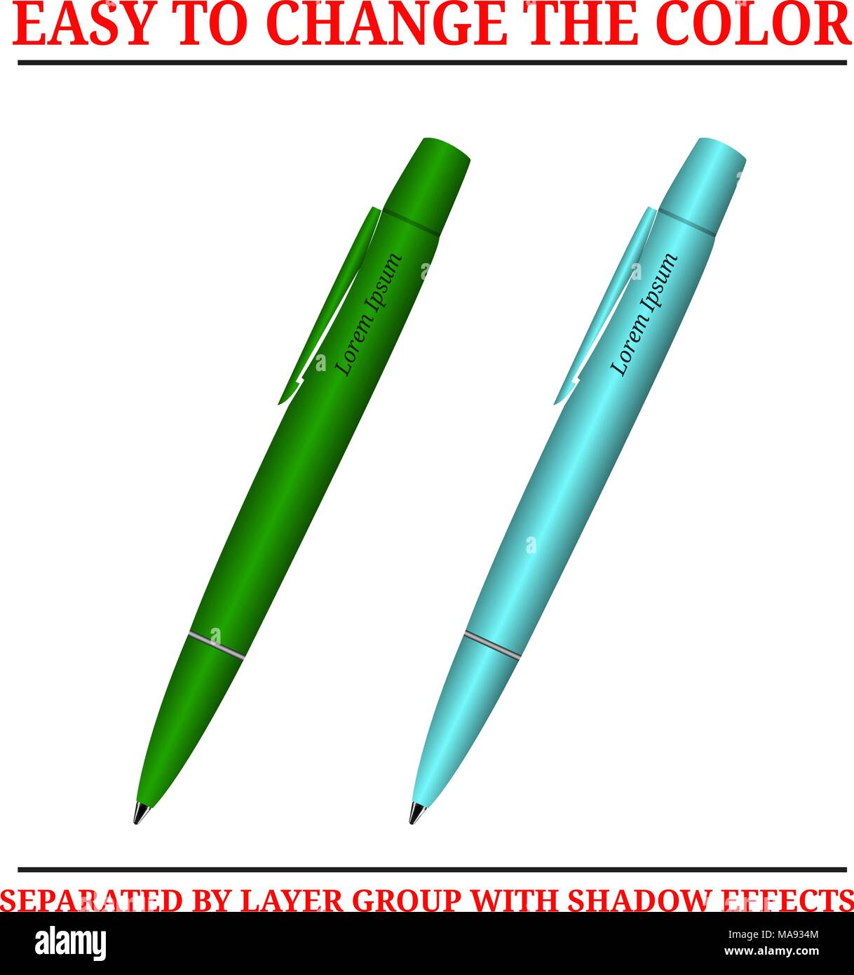 Two ball point pens isolated on white background Stock Vector Image ...
