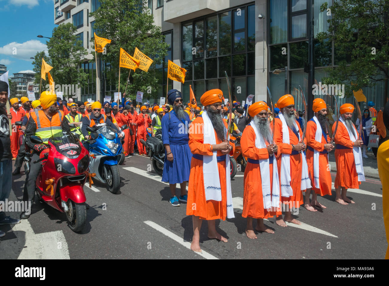 The five Khalsa, bikers and prisoners on the Sikh Freedom march from ...