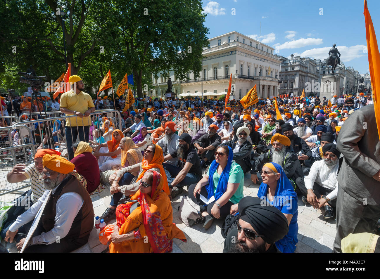 People fill Waterloo Place for the Sikh Freedom rally at the end of the ...