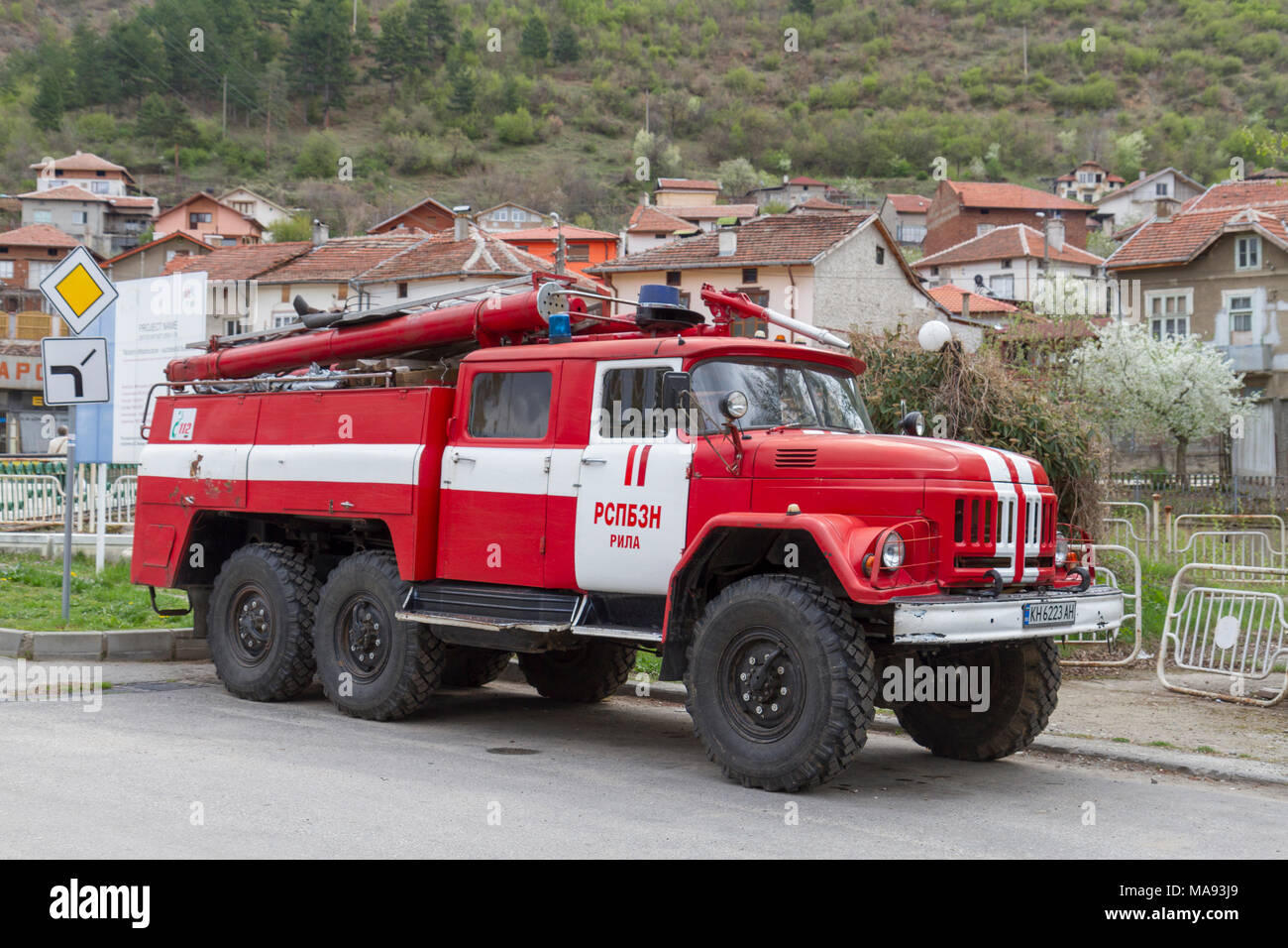 A Bulgarian fire truck/engine in Rila Village, southwestern Bulgaria ...