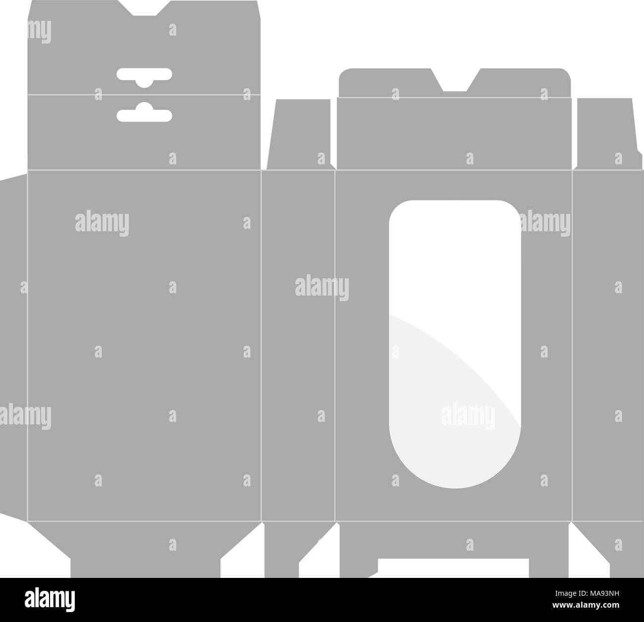 Ready Box design with Shelf Hanging Holes and Die cut Layout. Blueprint ...