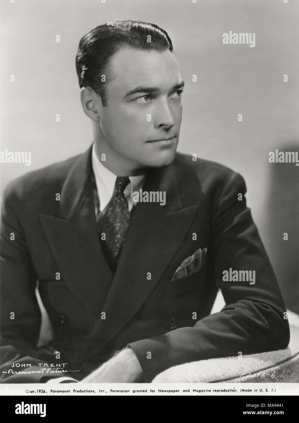 Actor John Trent, Publicity Portrait, Paramount Pictures, 1936 Stock ...