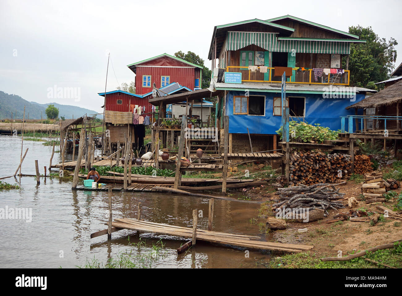 Vernacular village and house near Inle Lake in Shan State, Myanmar ...