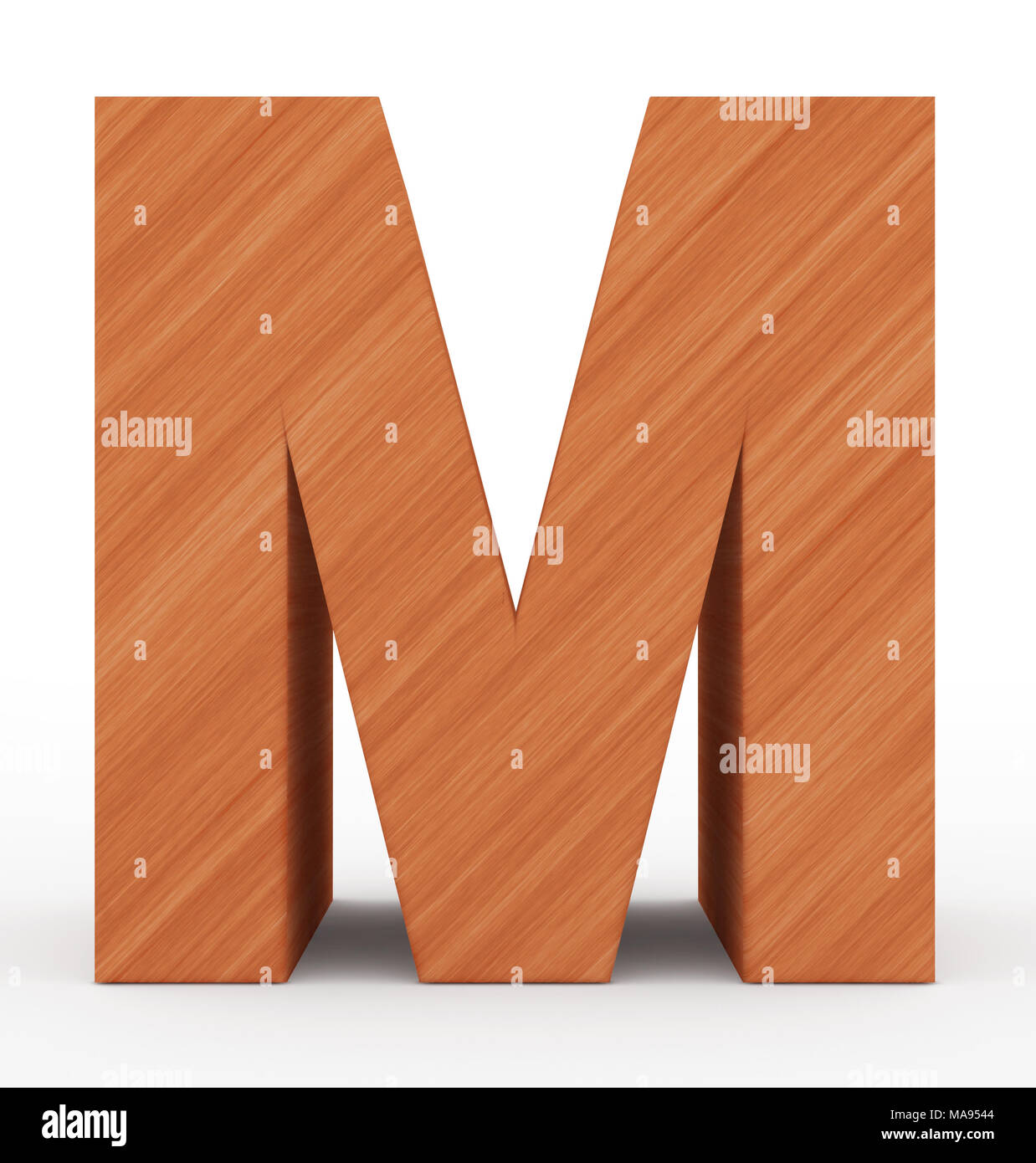 letter M 3d wooden isolated on white - 3d rendering Stock Photo - Alamy