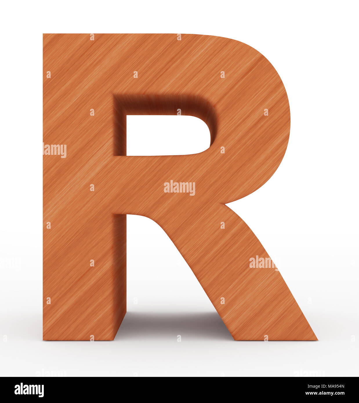 letter R 3d wooden isolated on white - 3d rendering Stock Photo - Alamy