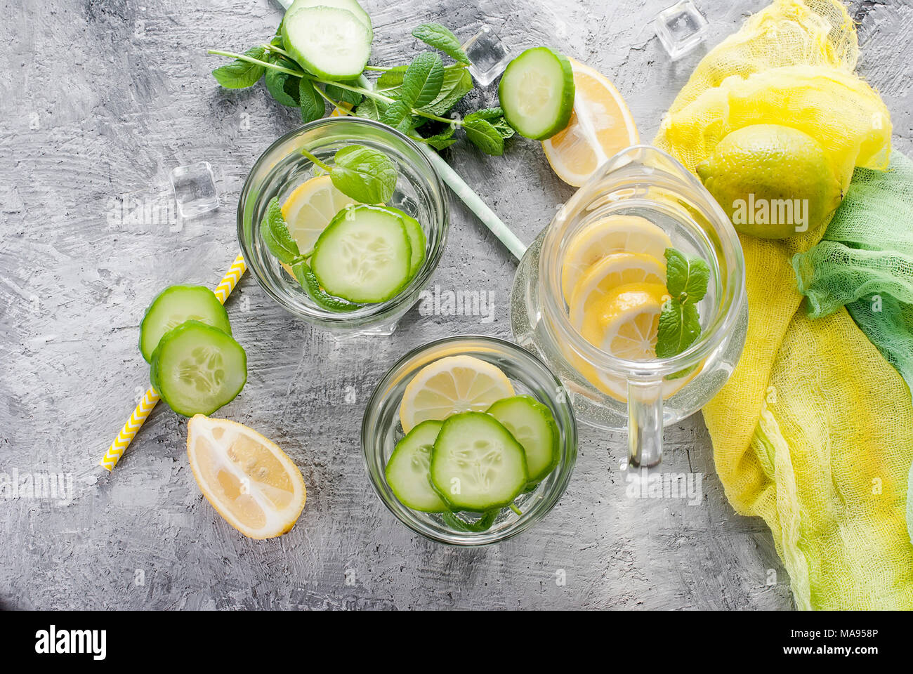 Citrus fruit and herbs infused sassi water for detox, healthy eating in ...