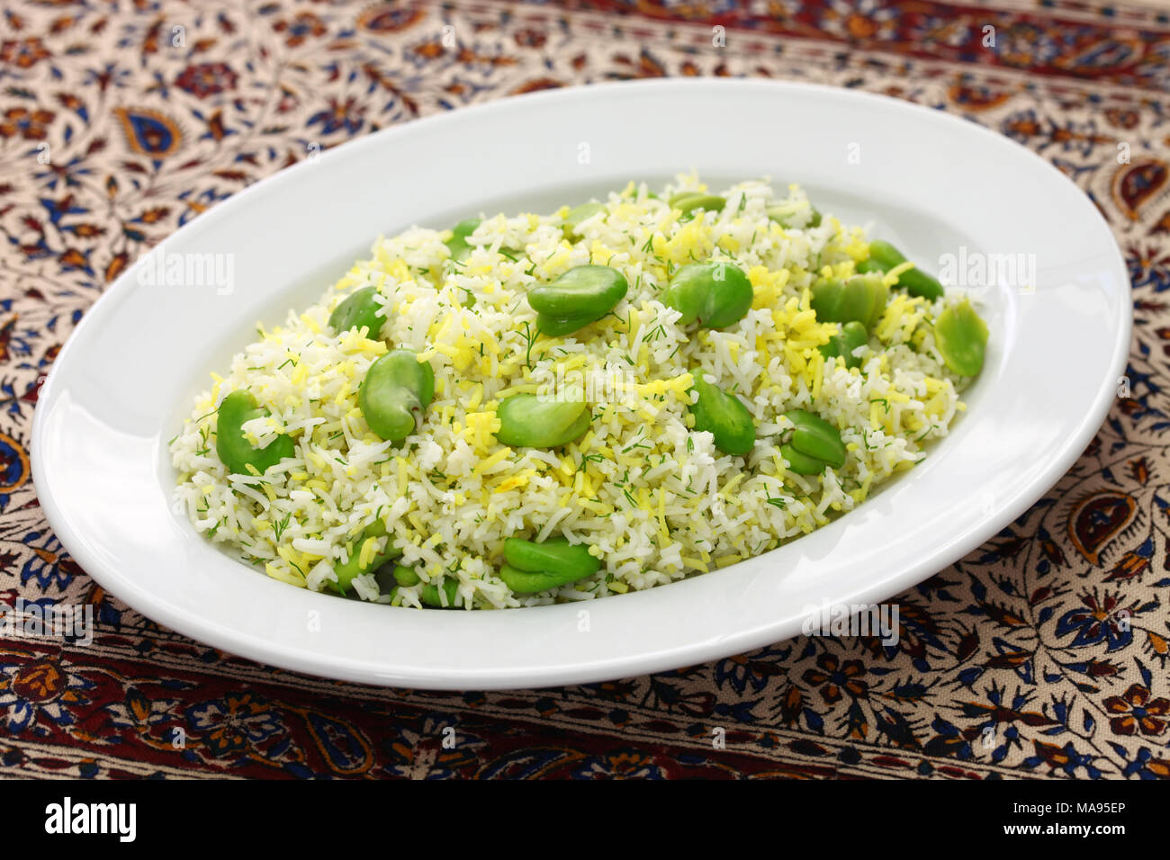 baghali polo, fava beans rice, iranian cuisine Stock Photo - Alamy