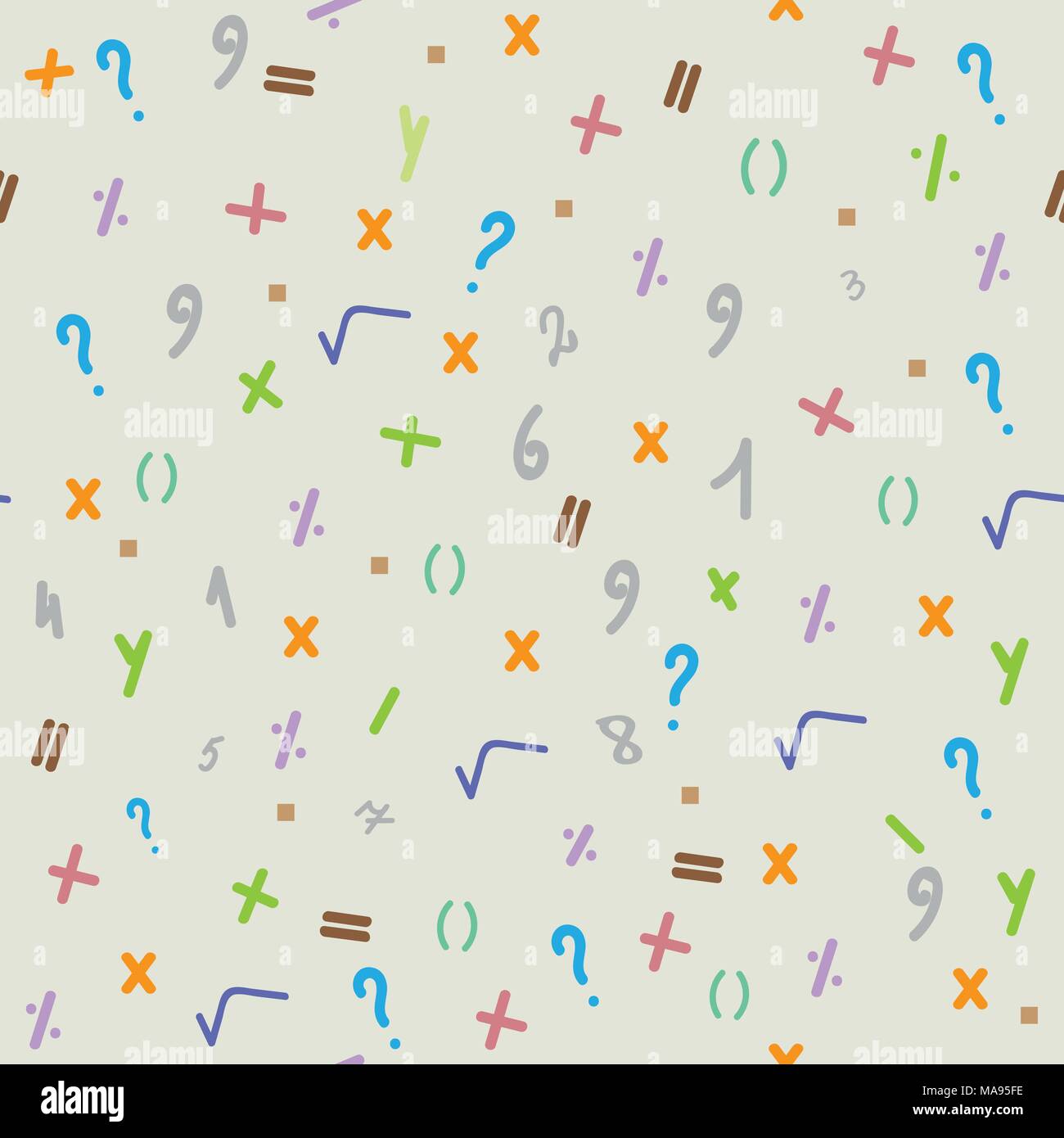 Hand drawn vector seamless pattern with numbers and letters. Vector ...