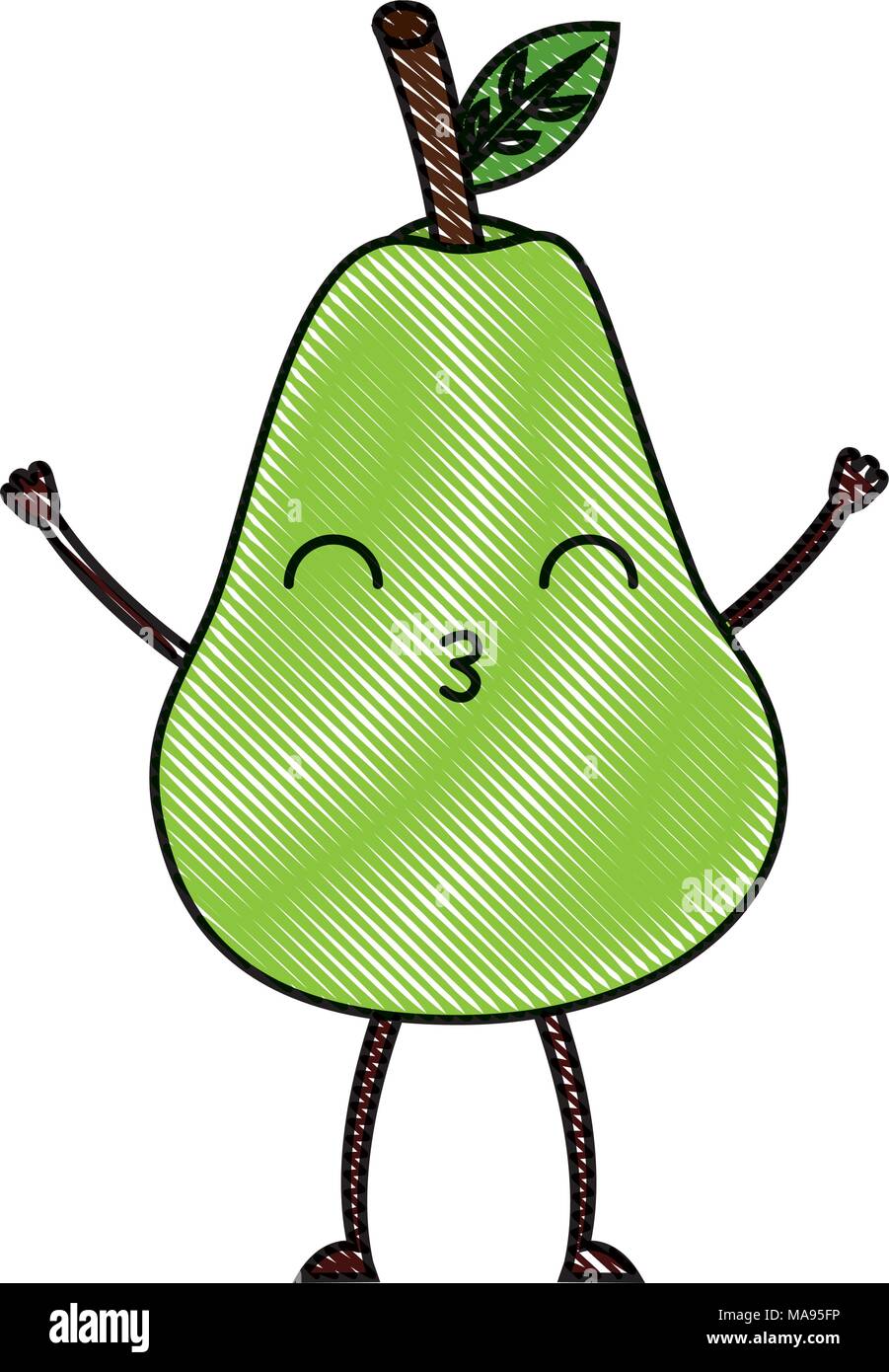 cartoon kawaii pear fruit happy character Stock Vector Image & Art - Alamy