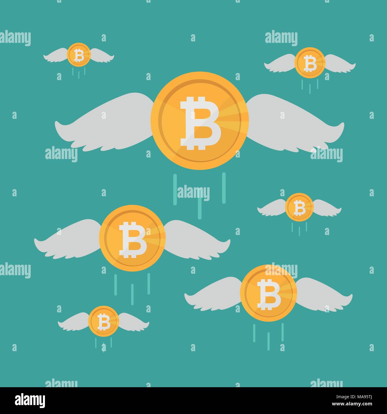 Bitcoin Coin Flies with Wings, Crypto Currency Growing concept ...
