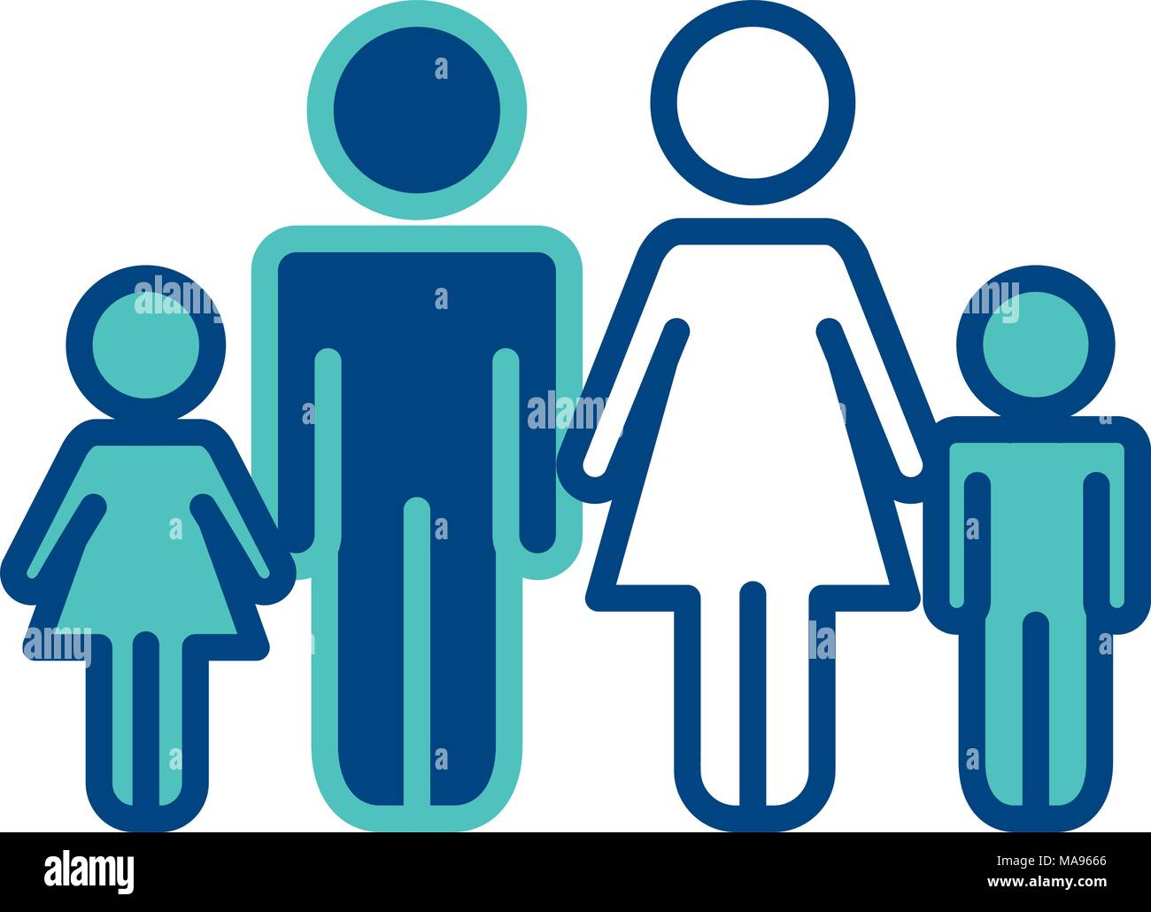 family parents with childrens together pictogram Stock Vector Image ...