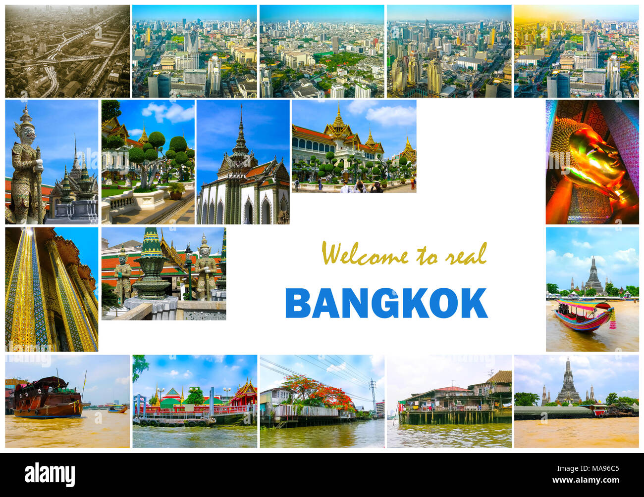 Collage of landmarks of Bangkok, Thailand Stock Photo - Alamy