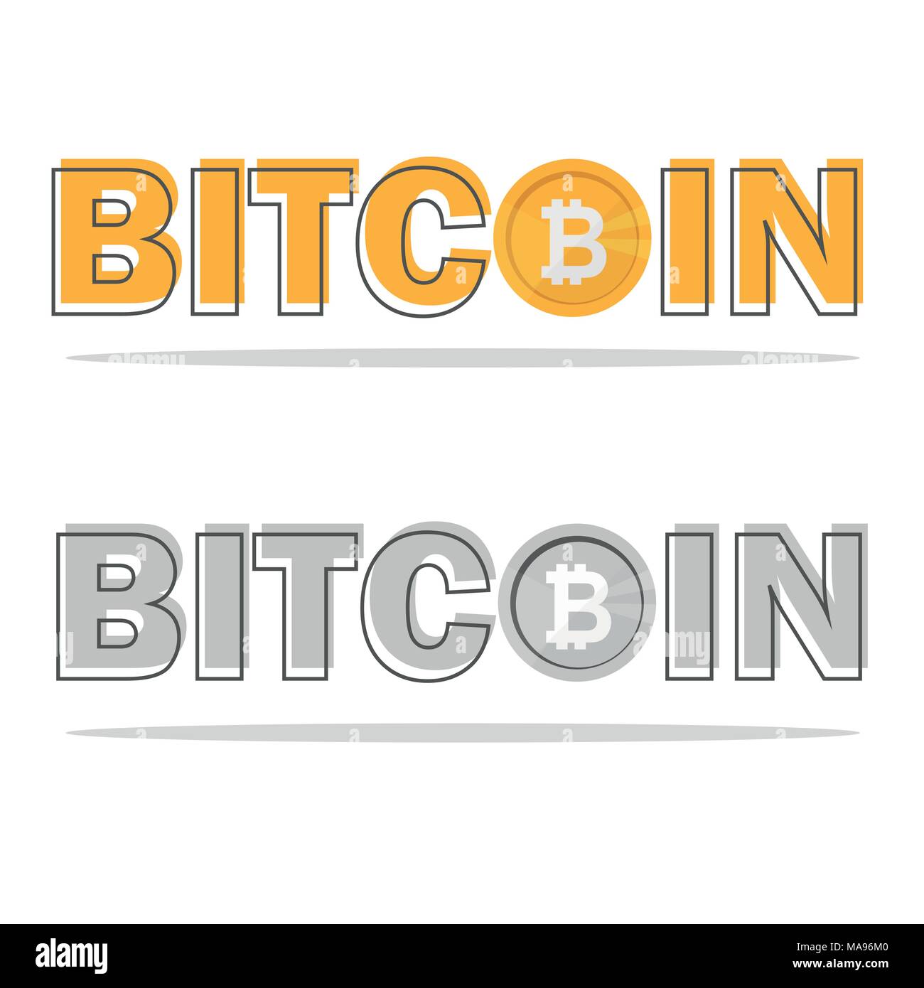 Bitcoin logo with its icon and logo isolated on white background Stock ...